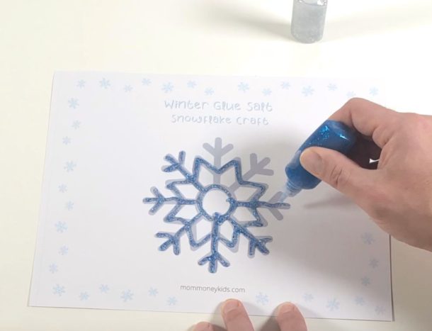 Winter Snowflake Glue and Salt DIY Toddler Craft and Free Printable ...