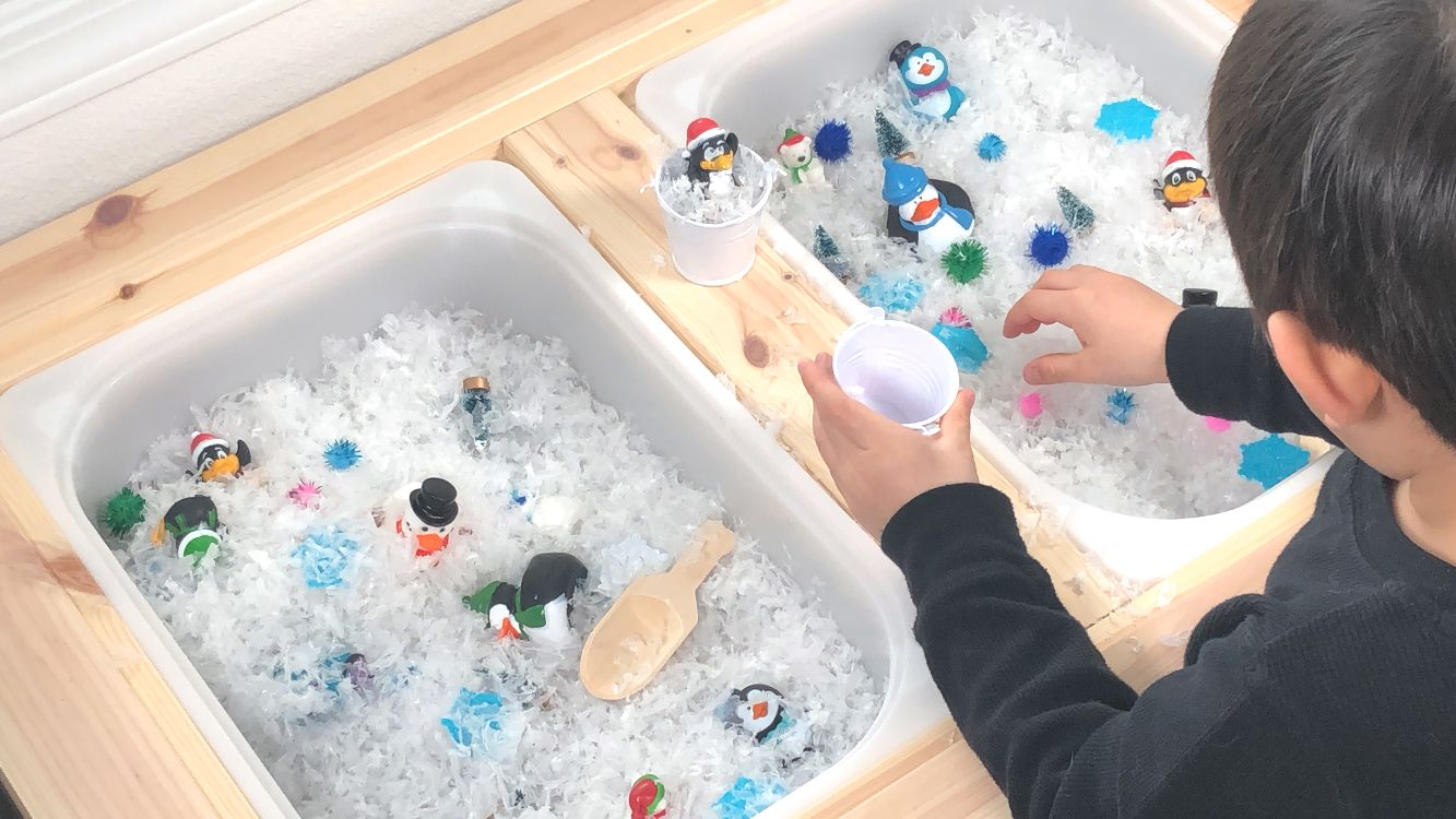 Winter Wonderland Toddler Sensory Table Play Activity - Mom Money Kids